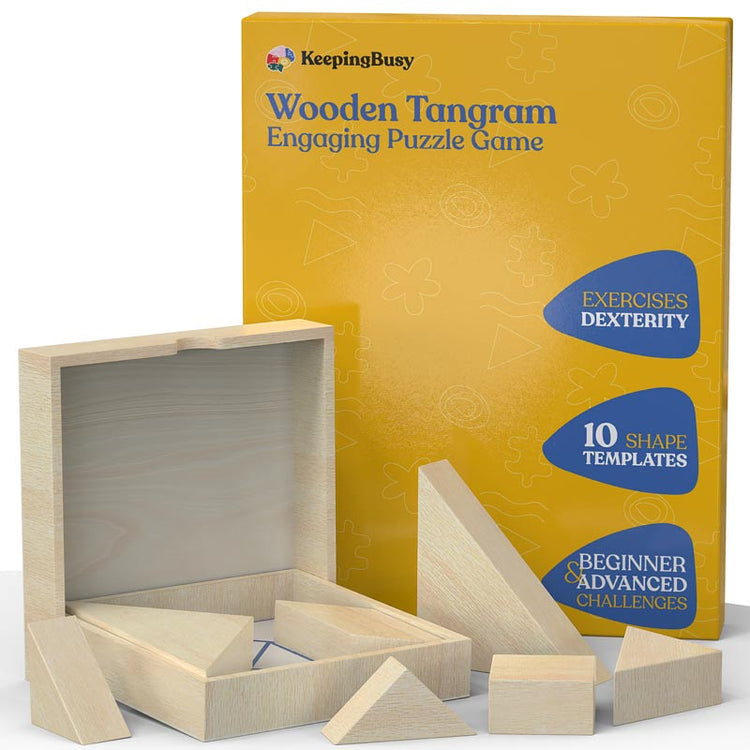 Wooden Tangram Game for Seniors (6x6" Box) – Keeping Busy